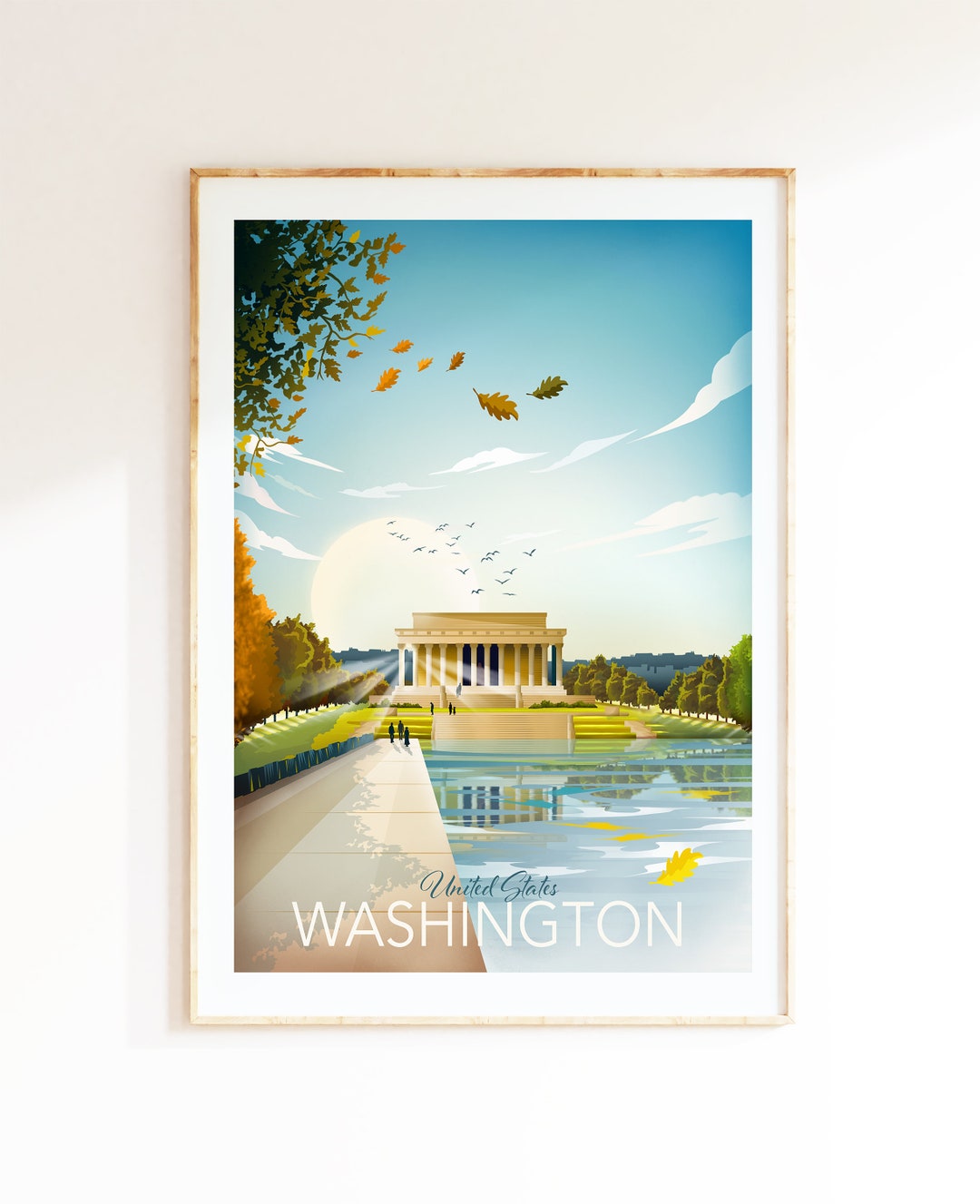 Washington DC Print | Lincoln Memorial Print | Travel Poster | City Art ...