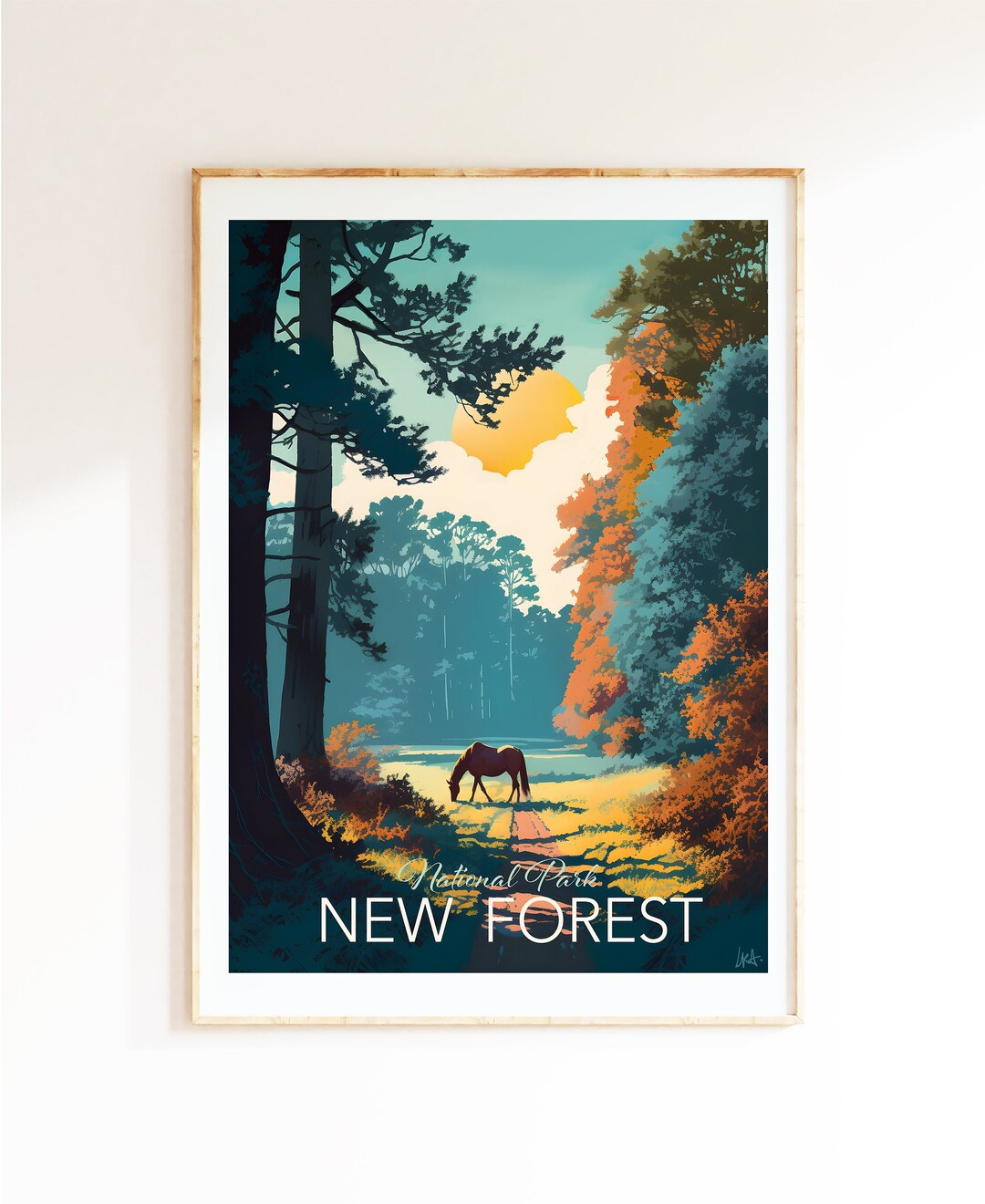 New Forest National Park Print, English Landscape, Woodland Poster ...