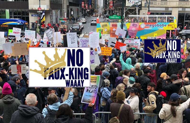 2 No Faux-king Way Protest Signs: Democracy Rally Poster (digital ...