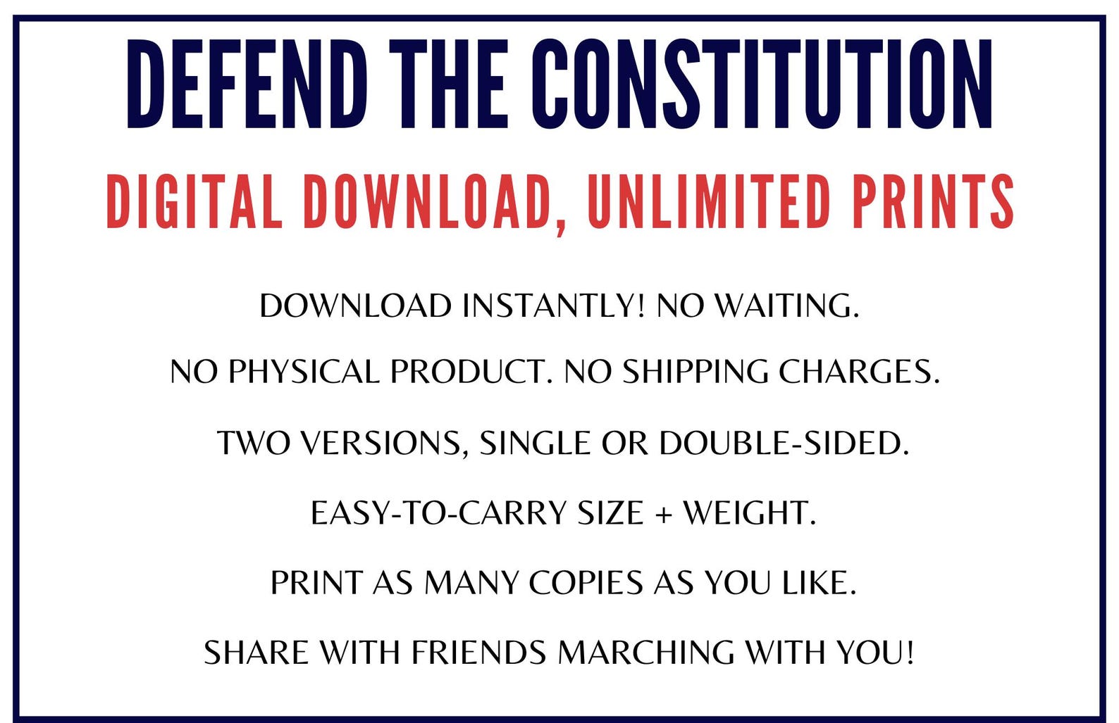2 Defend the Constitution Protest Posters: Patriotic Printable Signs ...