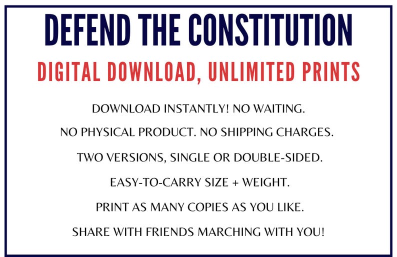 2 Defend the Constitution Protest Posters: Patriotic Printable Signs ...