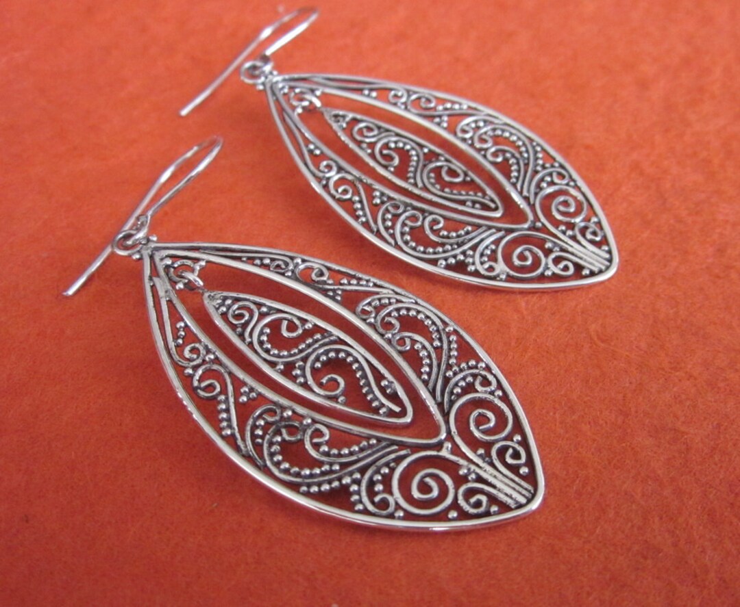 Balinese Silversmith Art of Granulation Sterling Silver Dangle Earrings ...