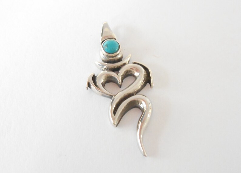 Balinese Sterling Silver Turquoise Om Symbol Mantra Pendant / - Etsy
