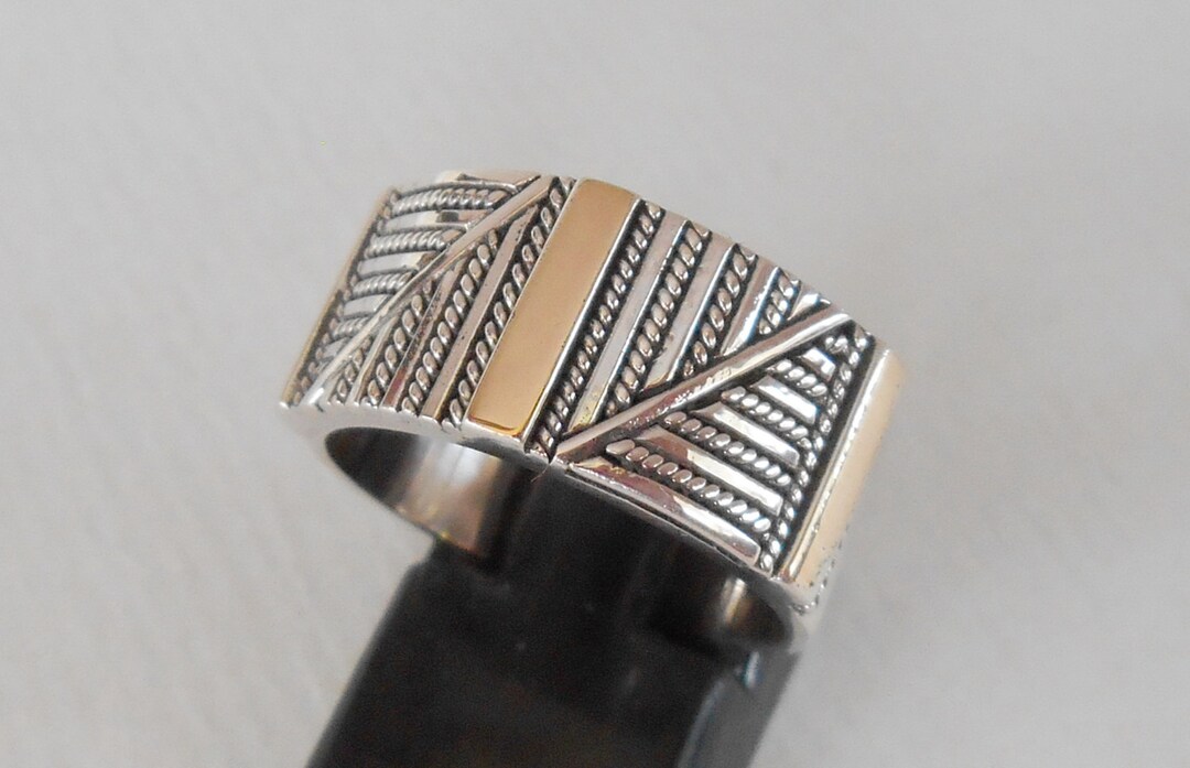 Balinese Sterling Silver Gold Band Ring / Silver 925 / Bali - Etsy