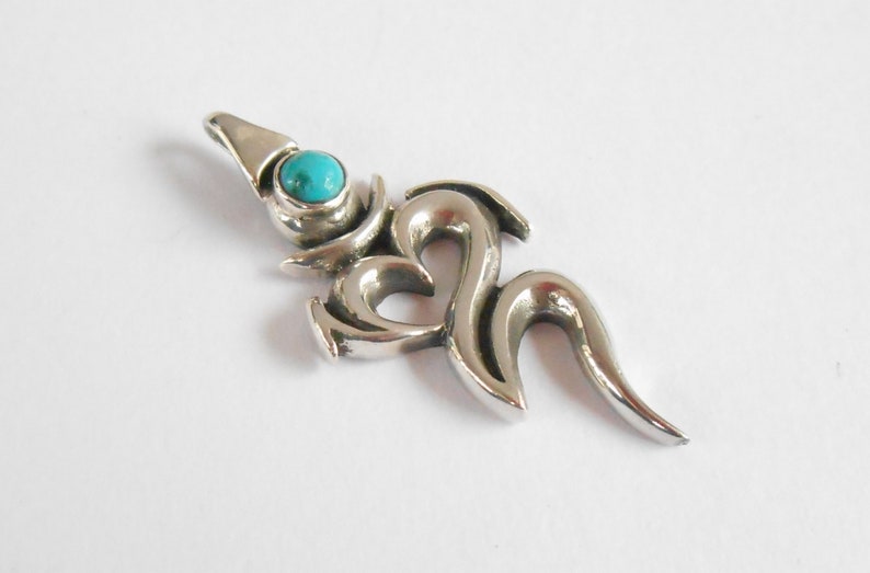 Balinese Sterling Silver Turquoise Om Symbol Mantra Pendant / - Etsy
