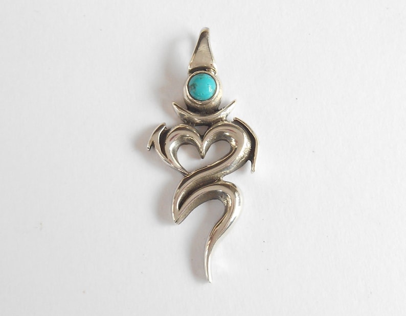 Balinese Sterling Silver Turquoise Om Symbol Mantra Pendant / - Etsy