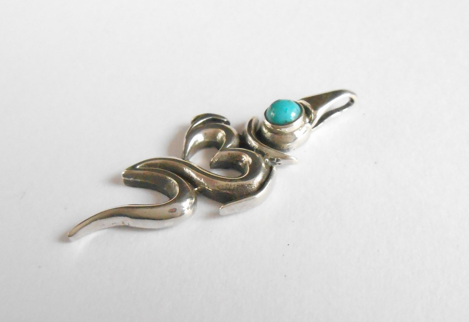 Balinese Sterling Silver Turquoise Om Symbol Mantra Pendant / - Etsy