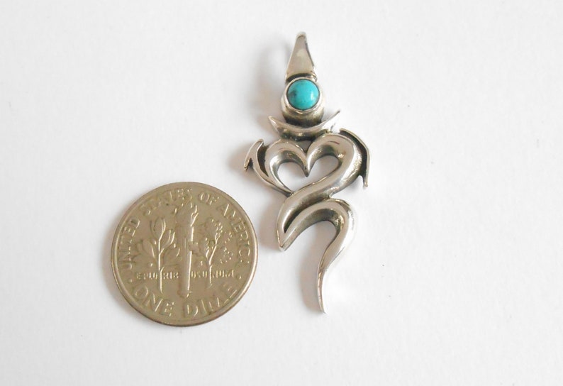 Balinese Sterling Silver Turquoise Om Symbol Mantra Pendant / - Etsy