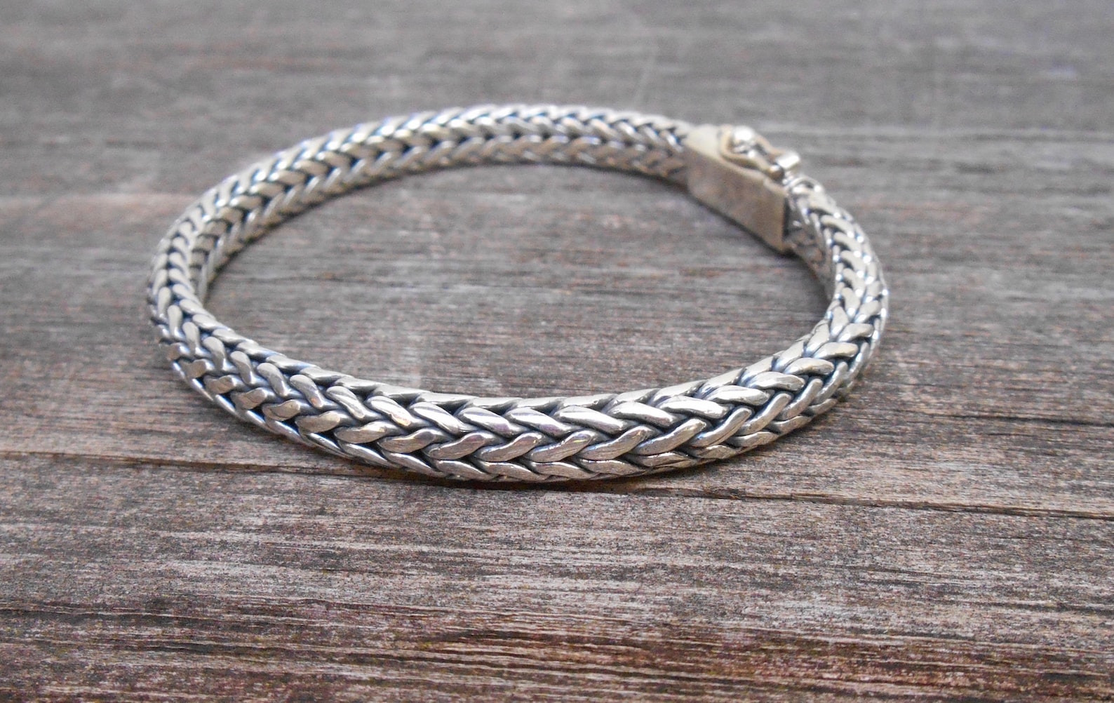 Solid Thick Solid Sterling Silver Bracelet / Silver 925 / Bali - Etsy