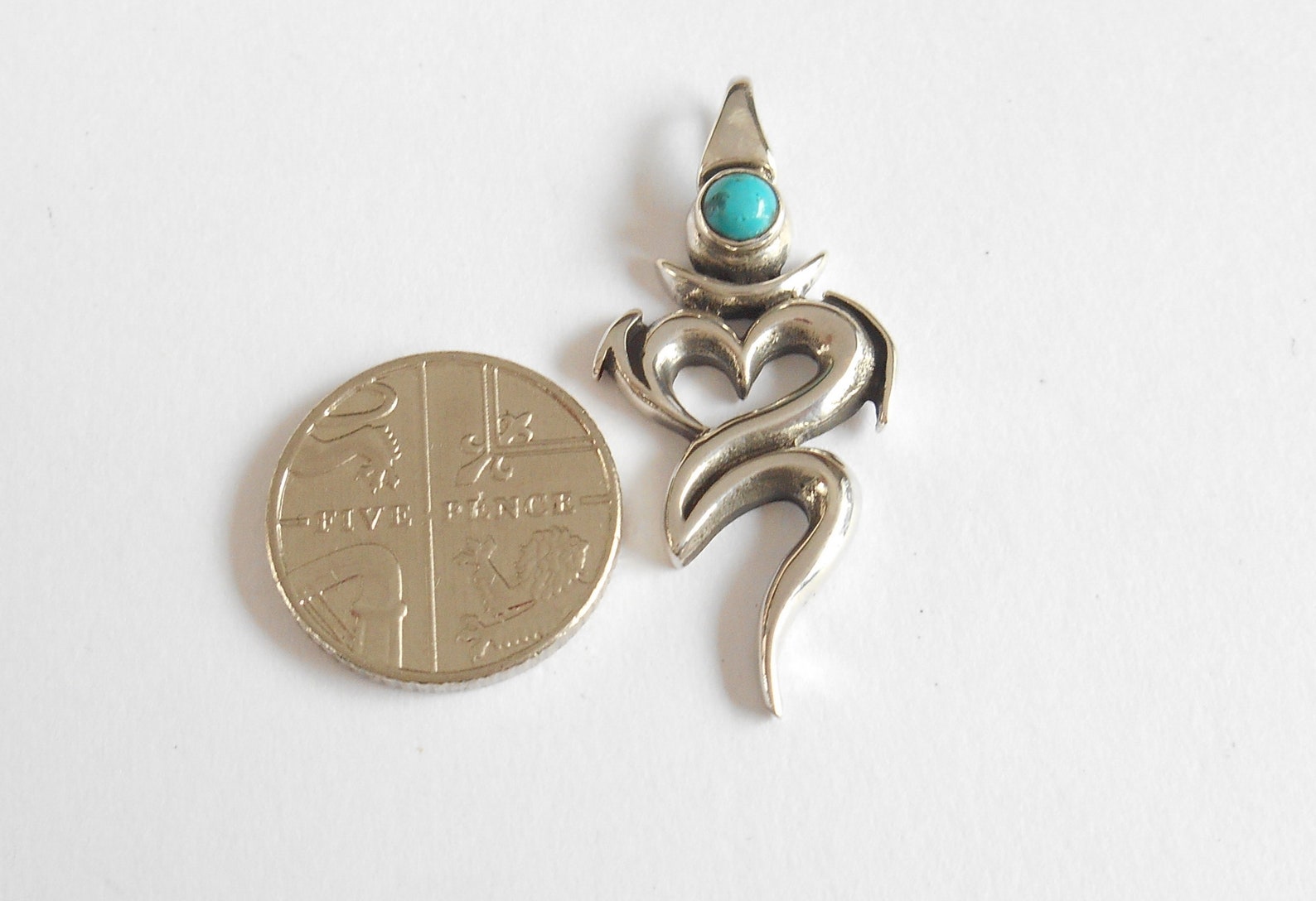 Balinese Sterling Silver Turquoise Om Symbol Mantra Pendant / - Etsy