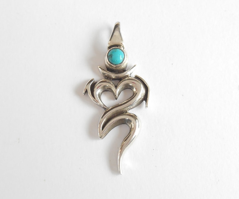 Balinese Sterling Silver Turquoise Om Symbol Mantra Pendant / - Etsy