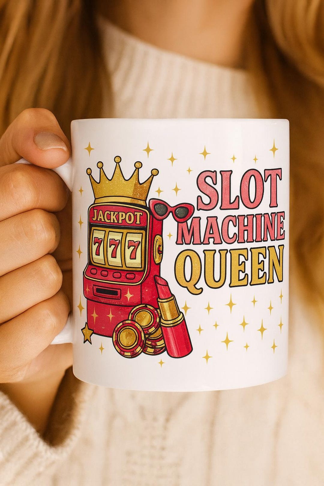Slot Machine Queen Mug Wrap PNG, Glam Casino Design for Women, 11oz ...