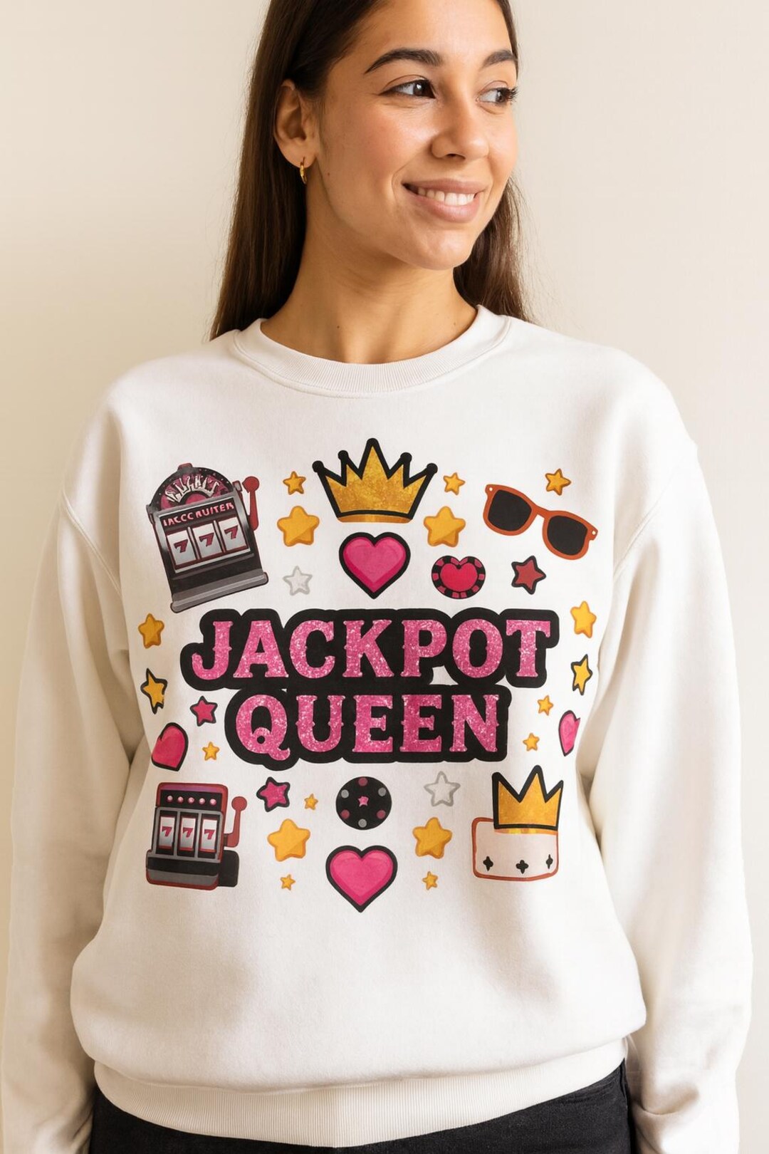 Jackpot Queen PNG | Girly Casino Slot Machine Graphic | Feminine Vegas ...