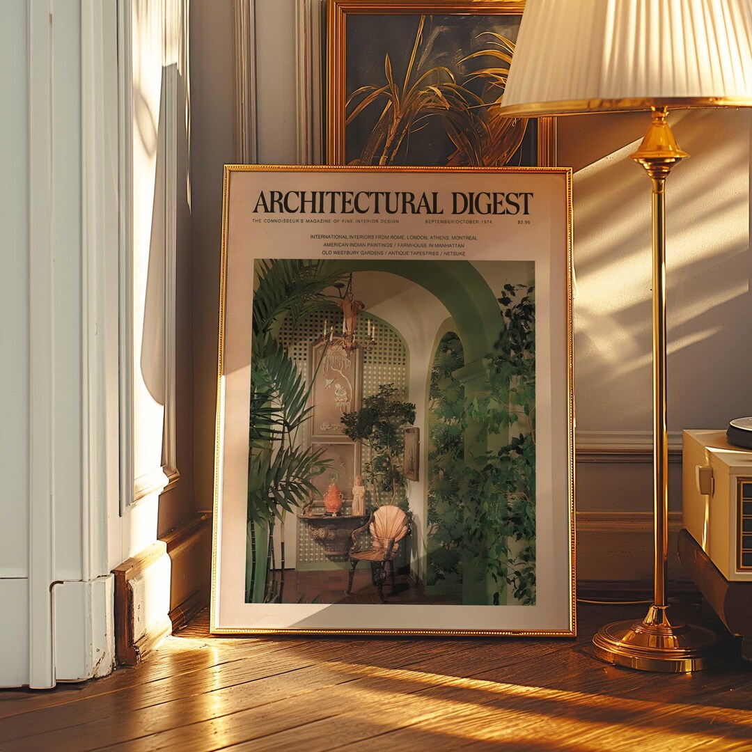 Vintage Architectural Digest Poster | Floral Interior Design Art ...