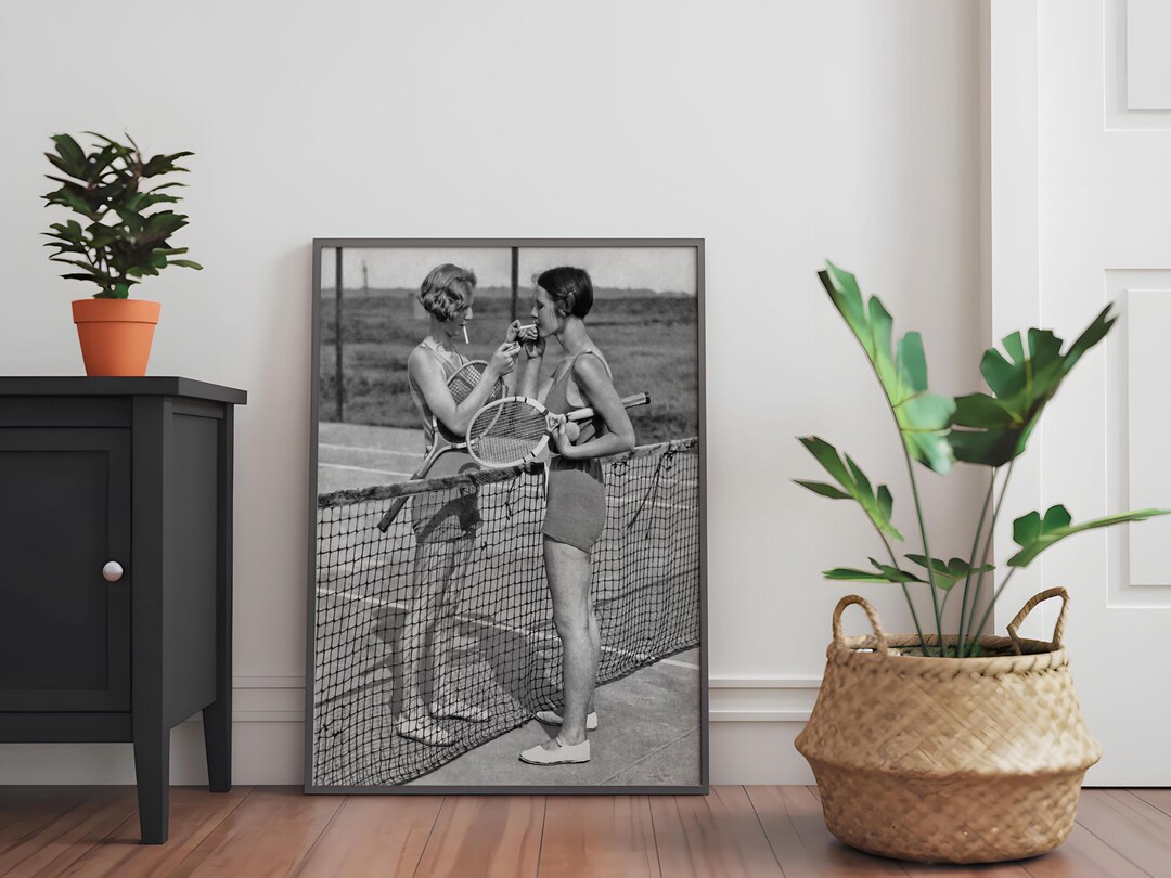Tennis Girls Smoking Poster Black and White Art Retro Sports Art Women ...