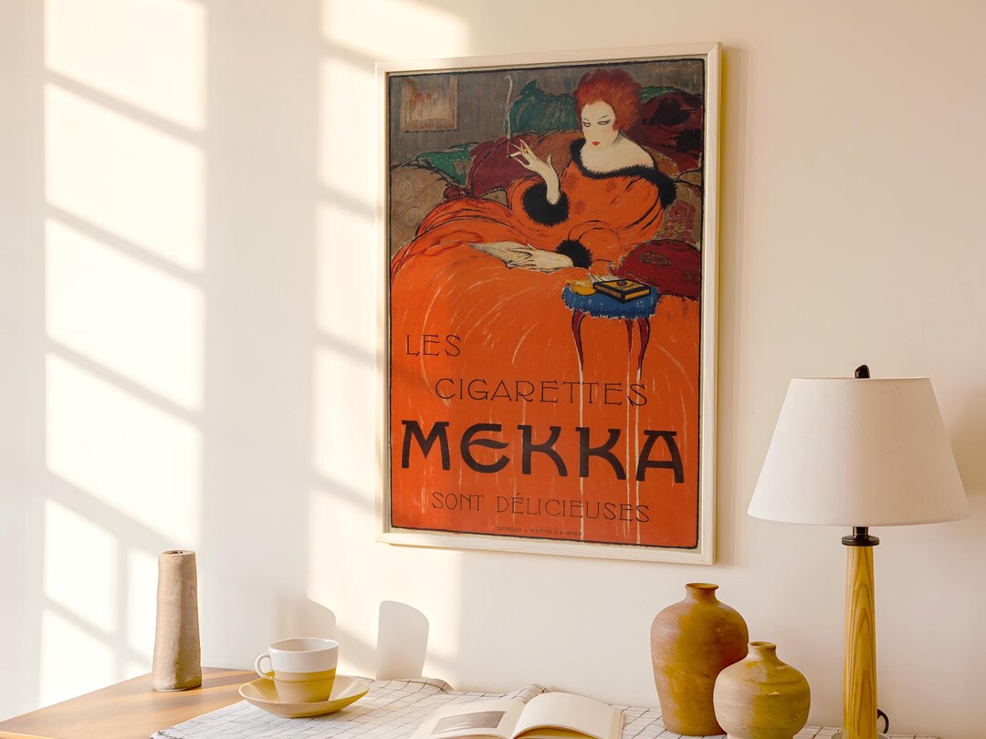 Vintage French Cigarettes Advertising Poster | Art Deco Style Wall ...