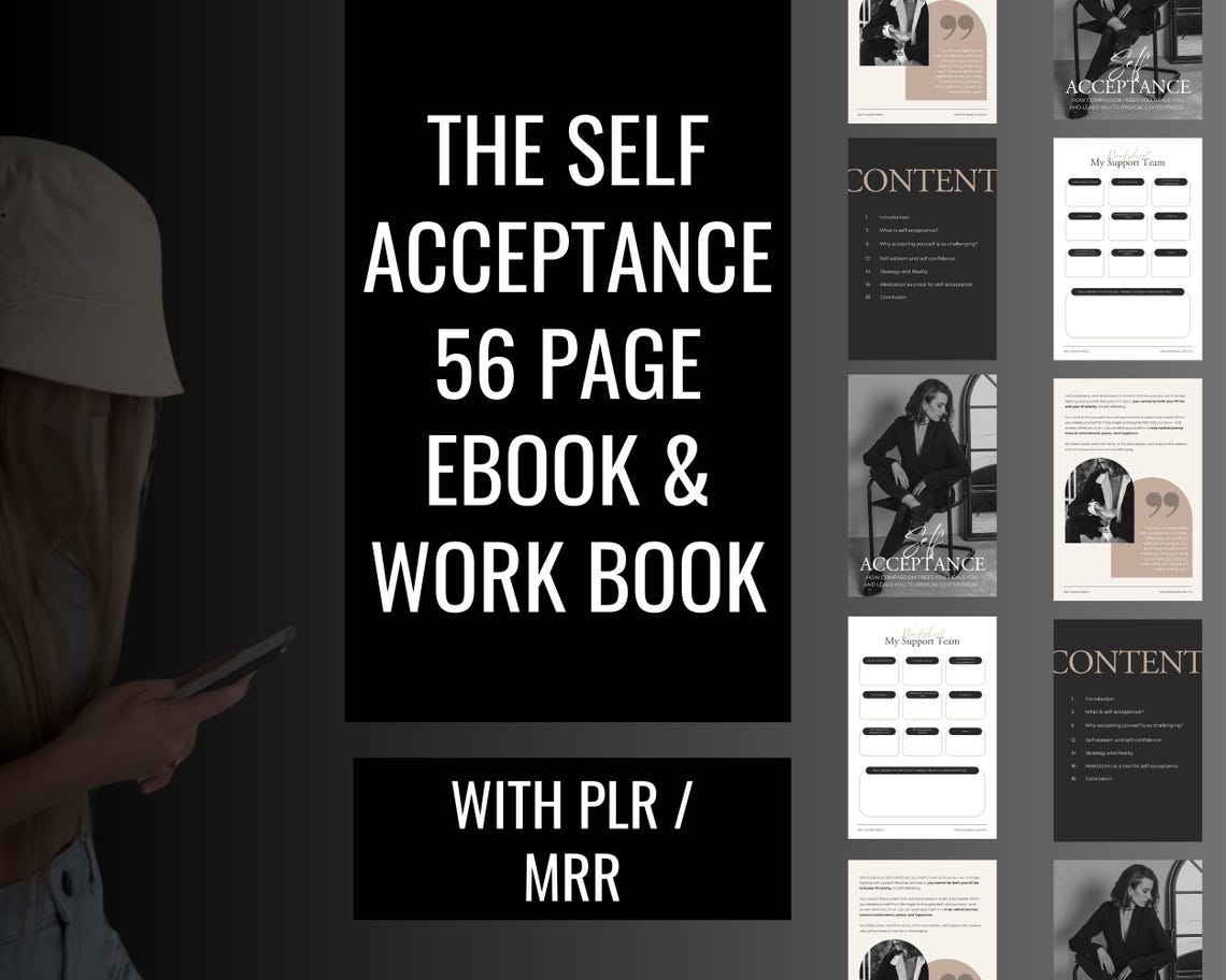 Self-acceptance Ebook & Workbook With PLR MRR | 56-page Guide to ...