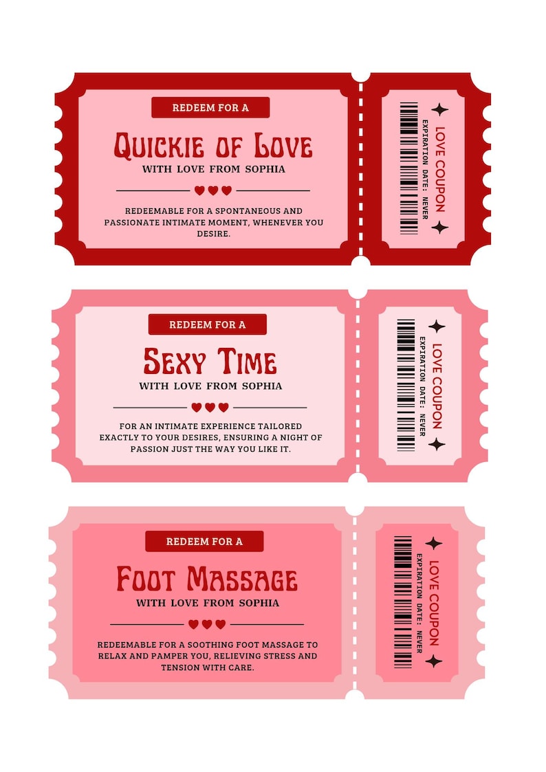 Printable Love Coupons Book for Her for Him, Customizable Valentines ...