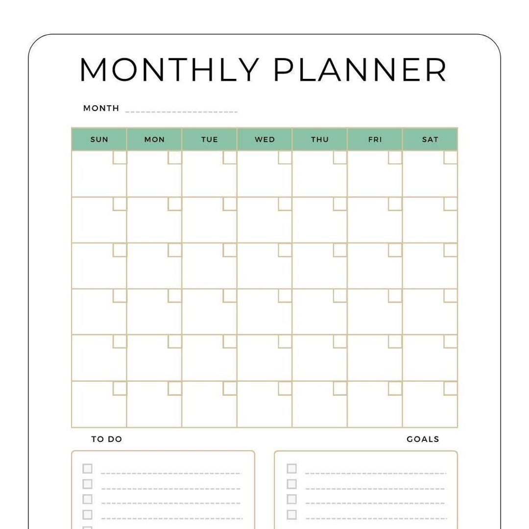Customizable Monthly Planner - Etsy
