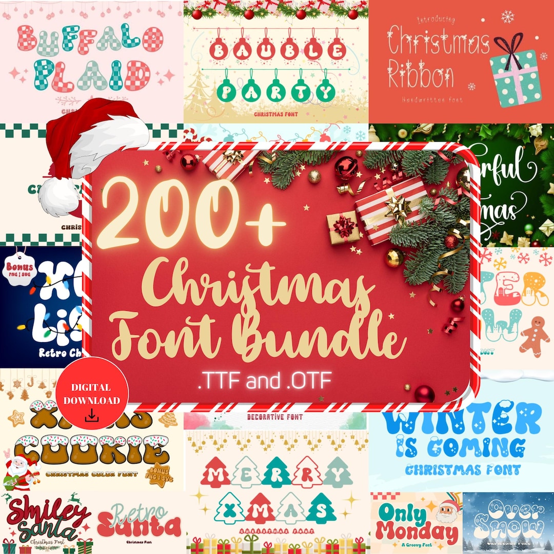Christmas Font Bundle Christmas Fonts Holiday Fonts Procreate Fonts ...