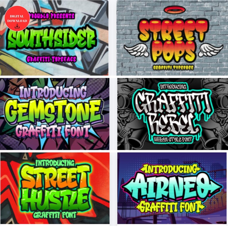 Graffiti Font Bundle Graffiti Fonts Graffiti Designs Font Bundle ...