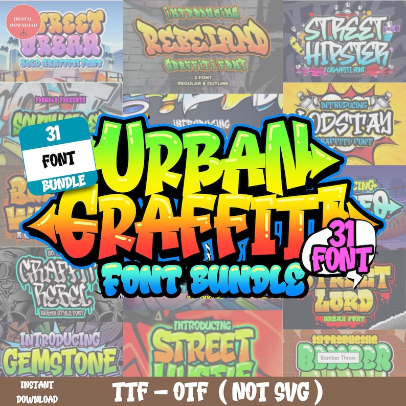 Graffiti Font Bundle | Graffiti Fonts | Graffiti Designs | Font Bundle ...