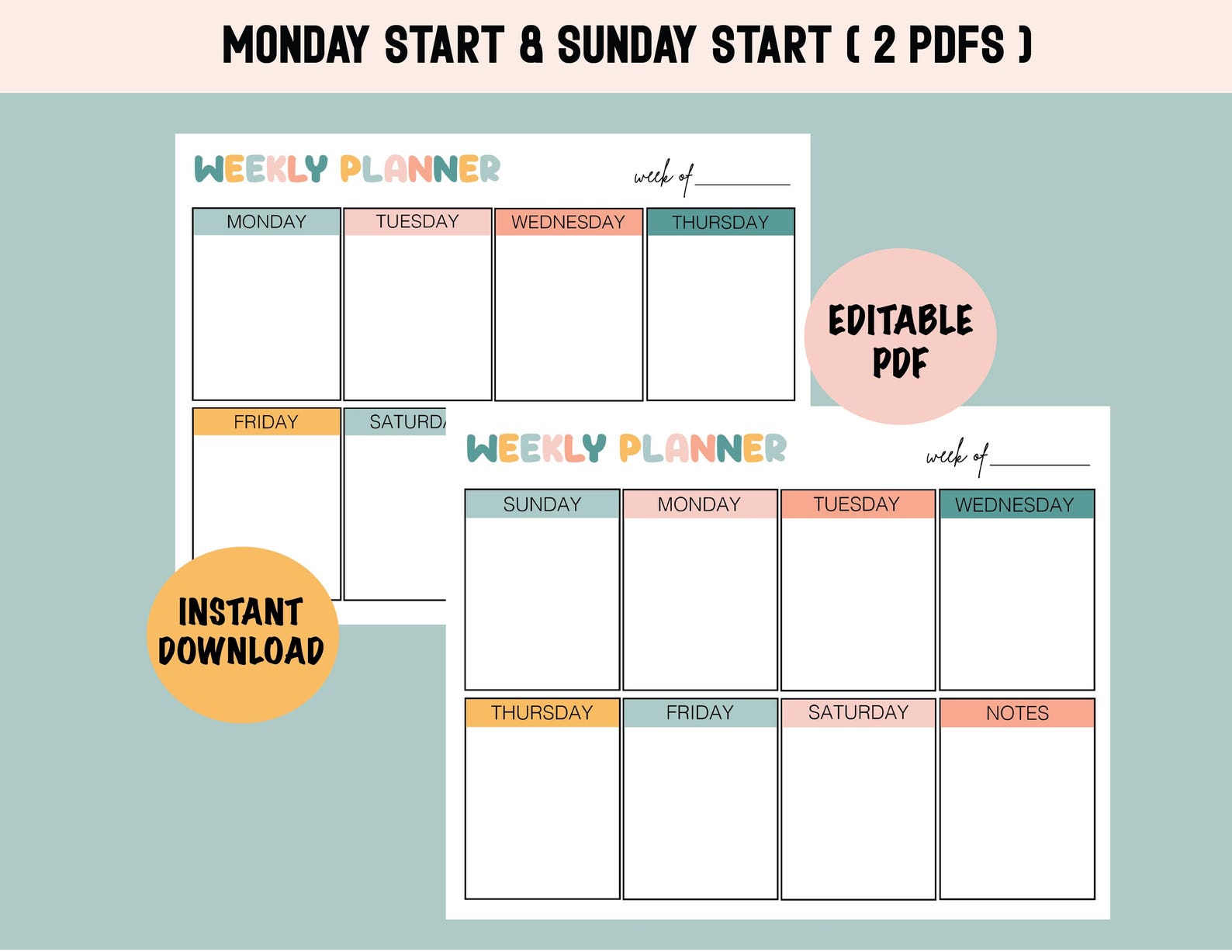 Weekly Planner Printable Weekly Schedule for Kids Family to Do List ...