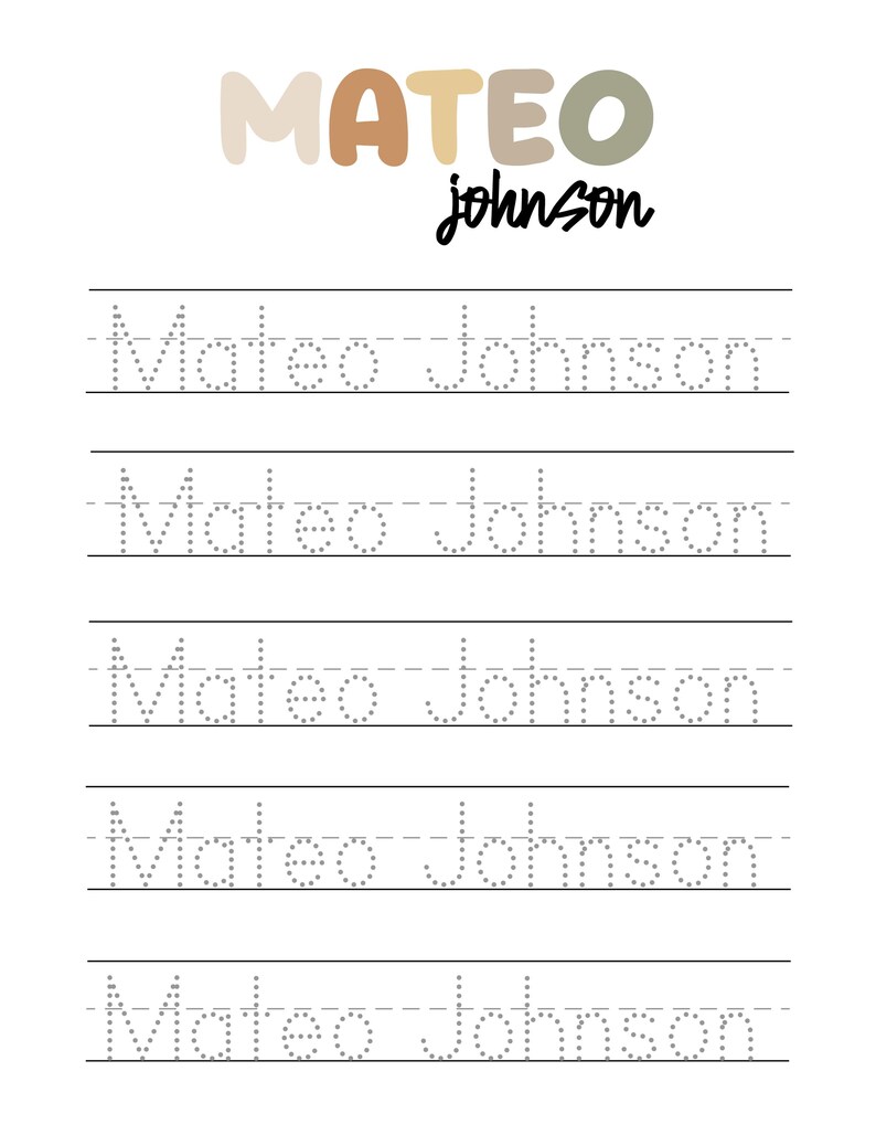 Name Tracing Custom Handwriting Worksheet Preschool Handwriting ...