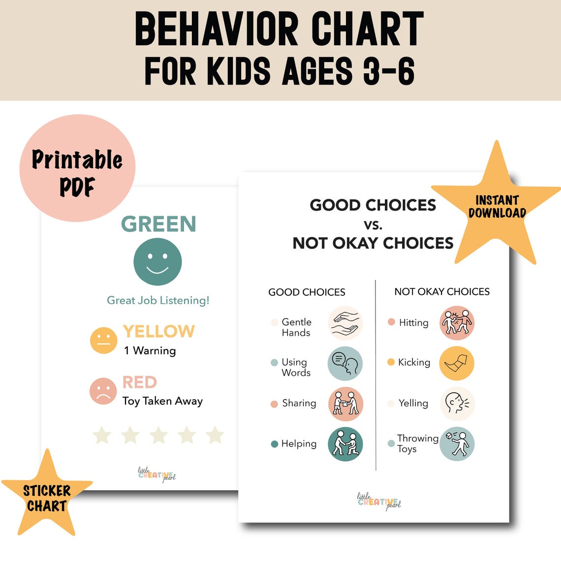 Printable Behavior Chart for Toddlers Ages 3-6: Editable PDF Daily ...