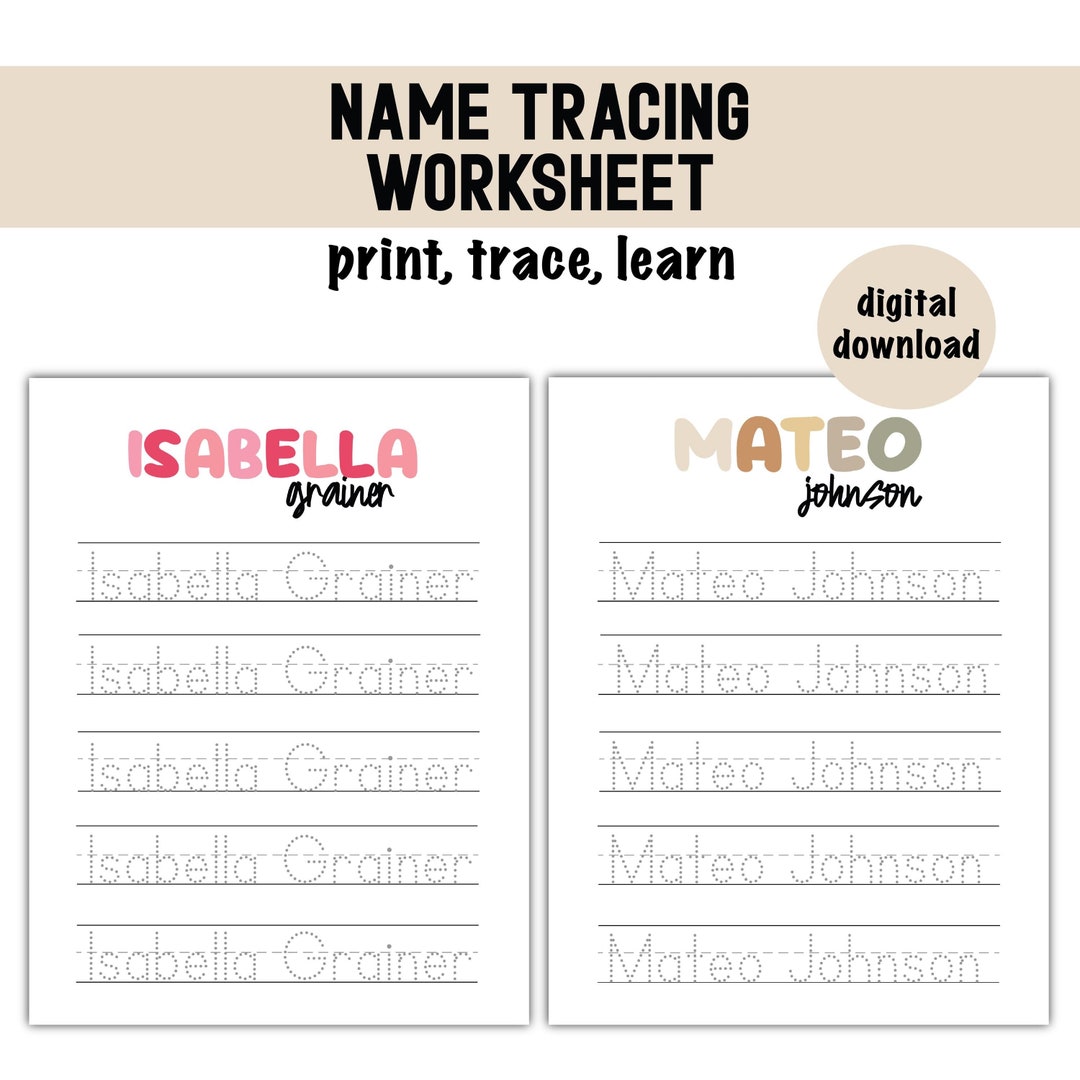 Name Tracing Worksheet Name Writing Practice for Preschool Name Writing ...