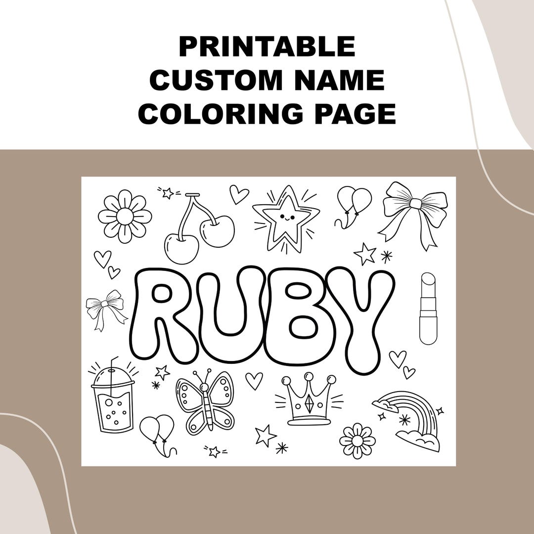 Custom Name Coloring Page: Kids Birthday Party Favor (digital Download ...