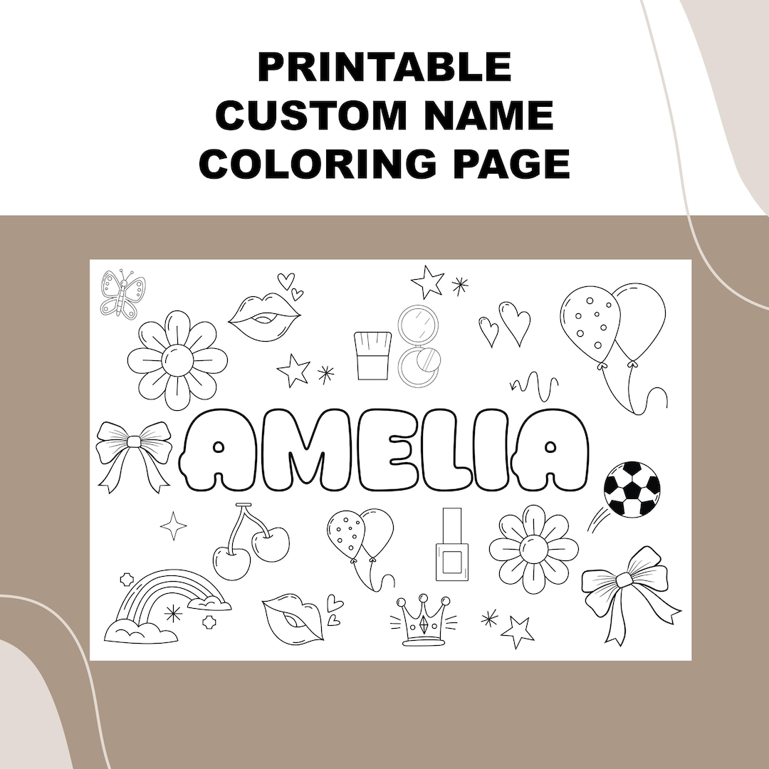 Personalized Name Placemat Printable Activity Mat Party Favor Digital ...