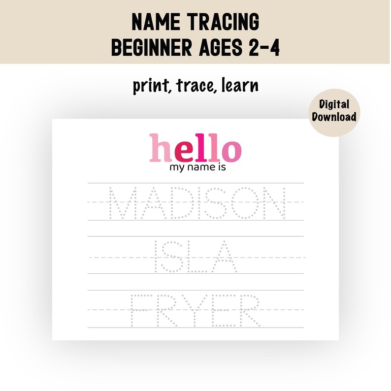 Personalized Name Tracing Worksheet: Preschool Handwriting Practice ...