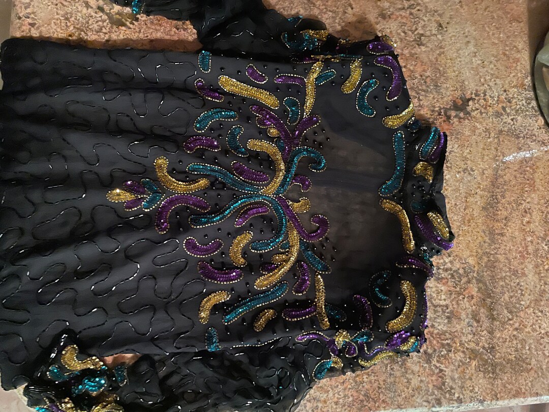 Vintage Gown Long Shoulder Pads and Beads - Etsy