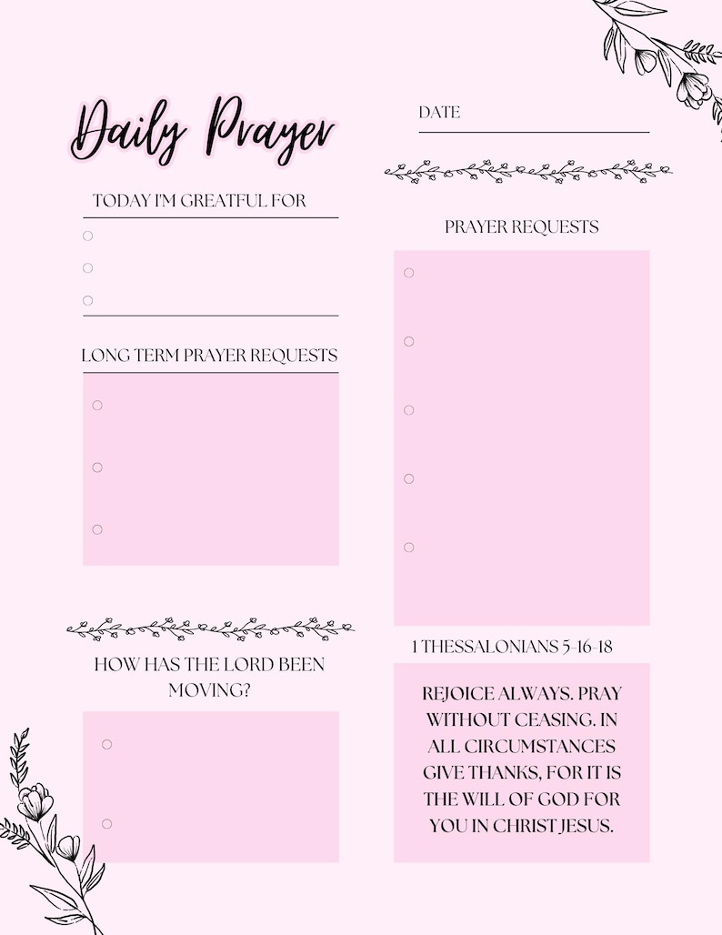 Daily Prayer Paper for Women Gratitude Printable - Etsy
