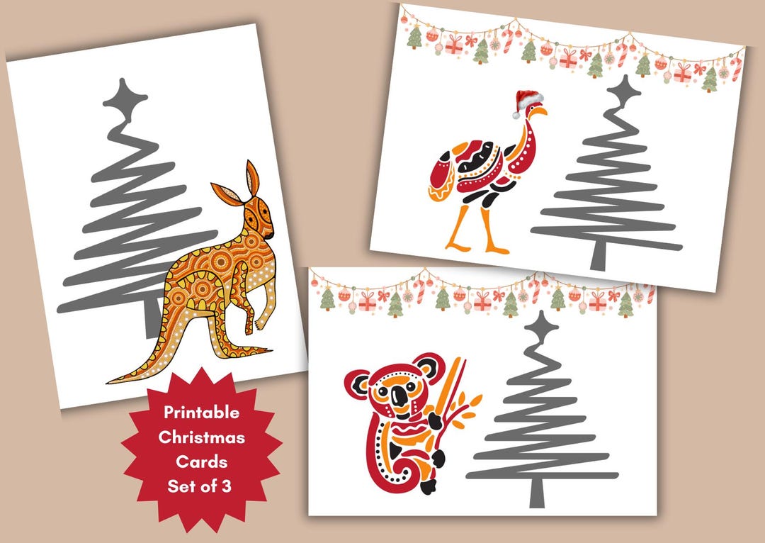 Australian Aboriginal Art Christmas Card Set of 3 Printable - Etsy UK