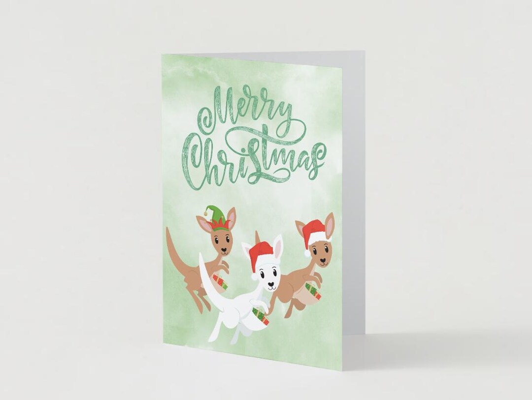 Australian Christmas Card Printable Kangaroos - Etsy