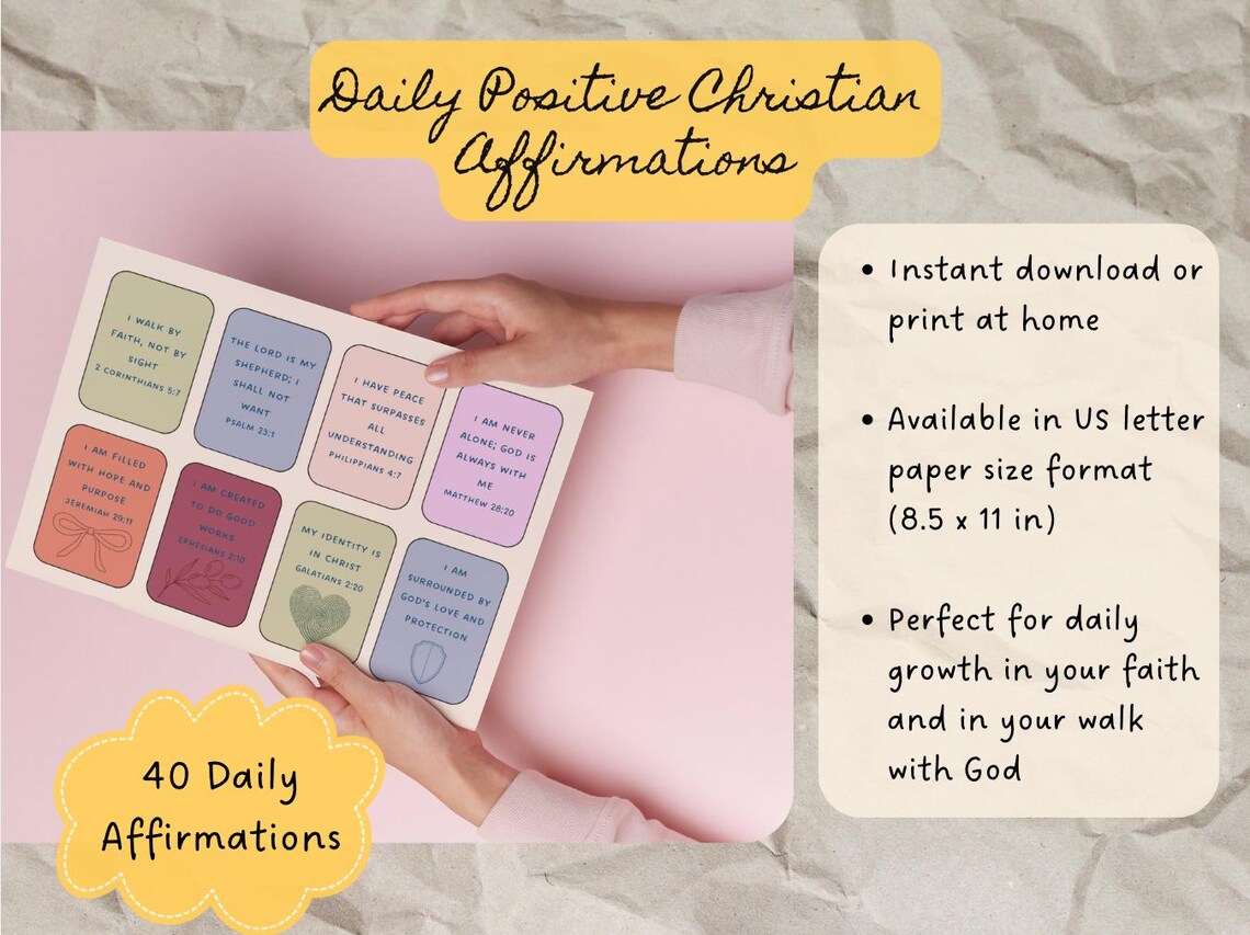 Printable Daily Positive Christian Affirmations, Printable Bible ...