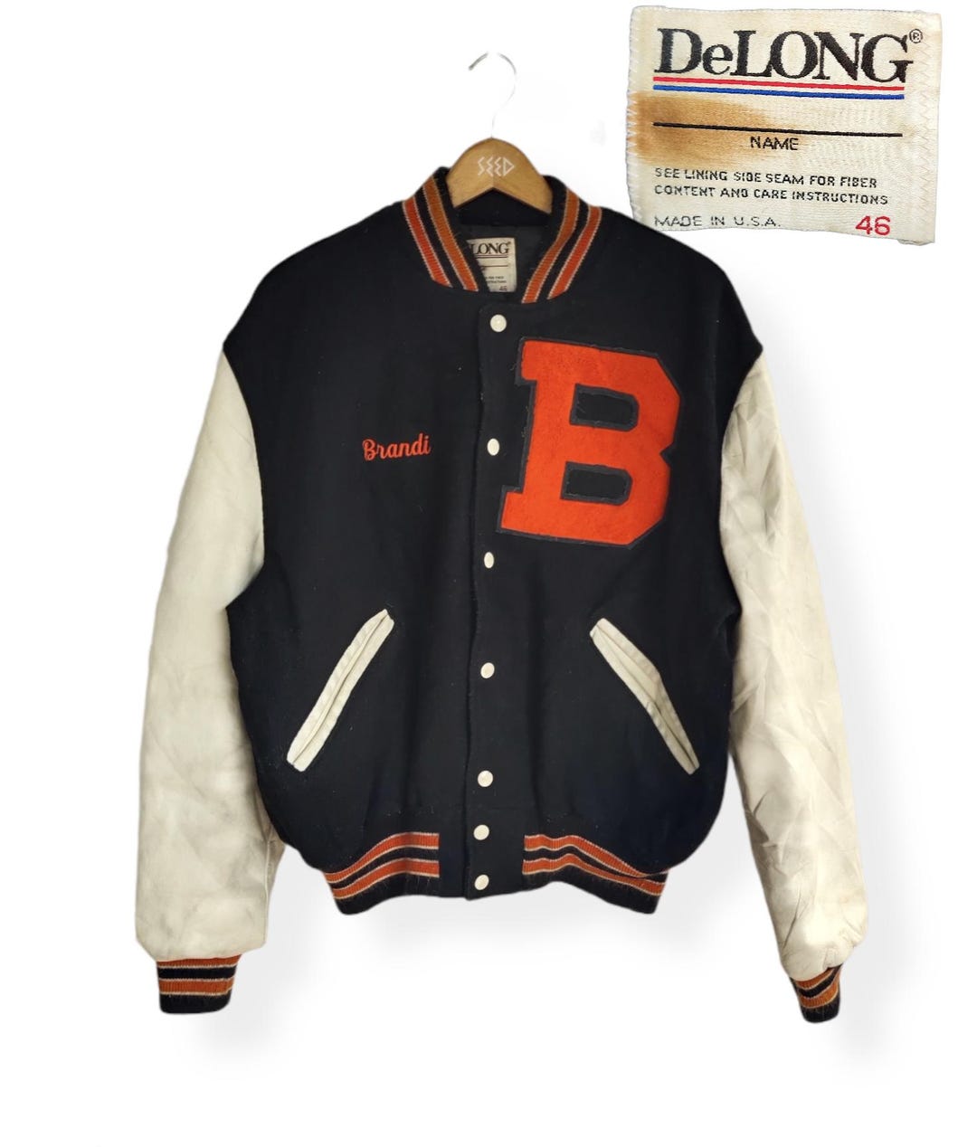 Vintage Delong Varsity Leather Jacket Xtra Large - Etsy