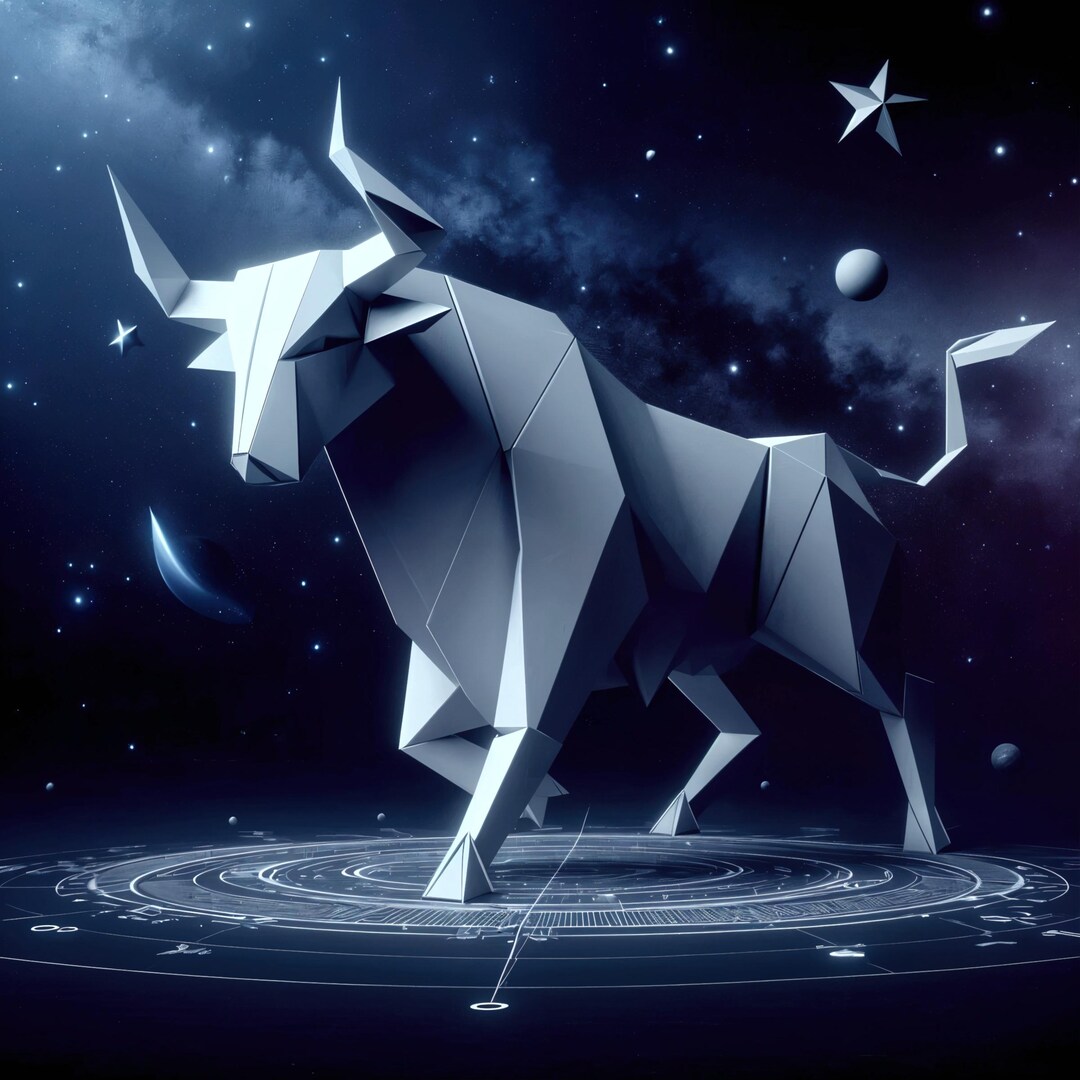 Taurus Origami 3D Cosmic Zodiac Digital Art Digital Download for Modern ...