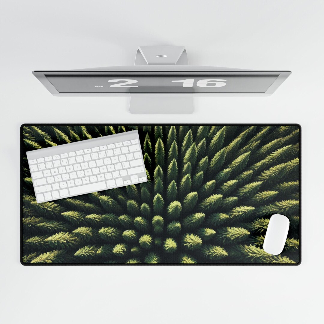 Pine Forest Desk Mat, Nature Desk Pad, Green Forest Mouse Pad, Woodland ...