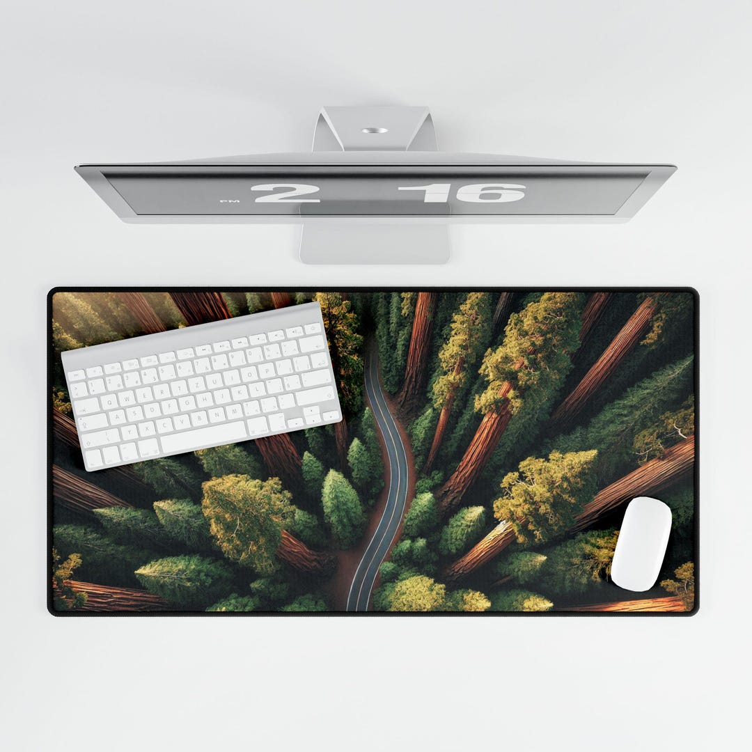 Redwood Forest Desk Mat, Nature Inspired Desk Mat or Mouse Pad, Office ...