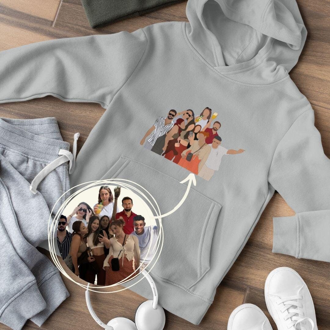 Custom Portrait Outline/faceless Hoodie/custom Family Portrait Hoodie ...