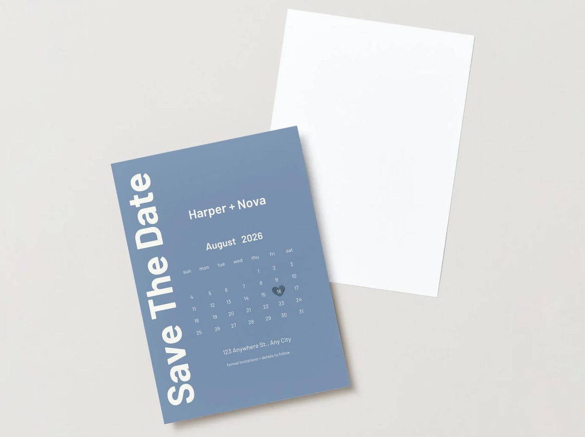 Minimalist Calendar Save the Date Template: Boho Wedding Announcement ...
