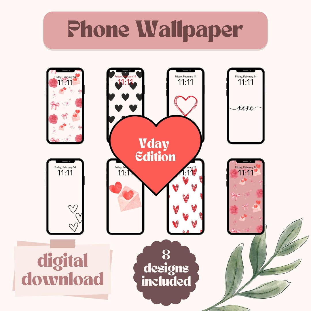 Valentine’s Day Phone Wallpapers – Digital Download, Romantic & Cute ...