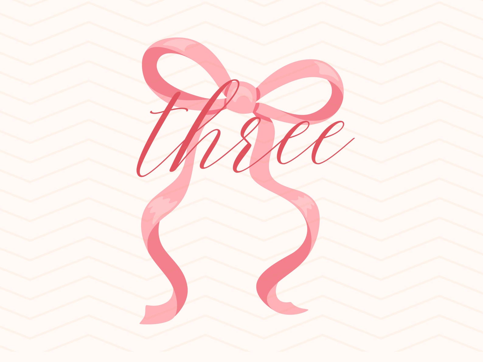 Pink Bow Third Birthday PNG, Three Png, Bow Birthday Png, Third ...