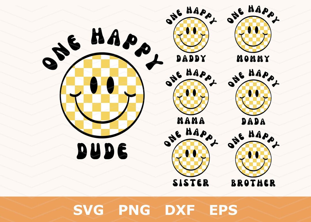 One Happy Dude PNG, 1 Happy Dude SVG, Smiley Face Birthday, Smiley Face ...