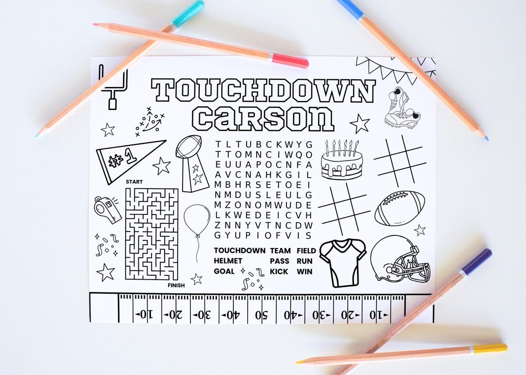 Touchdown Coloring Page, Football Party, Football Birthday, Activity ...