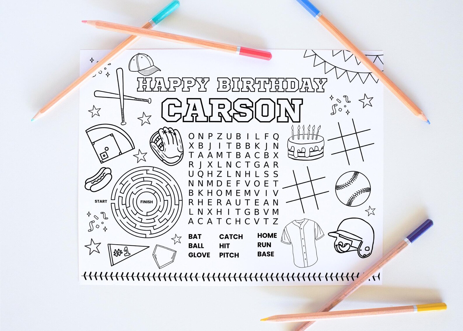 Baseball Birthday Coloring Page, Baseball Party, Baseball Birthday ...