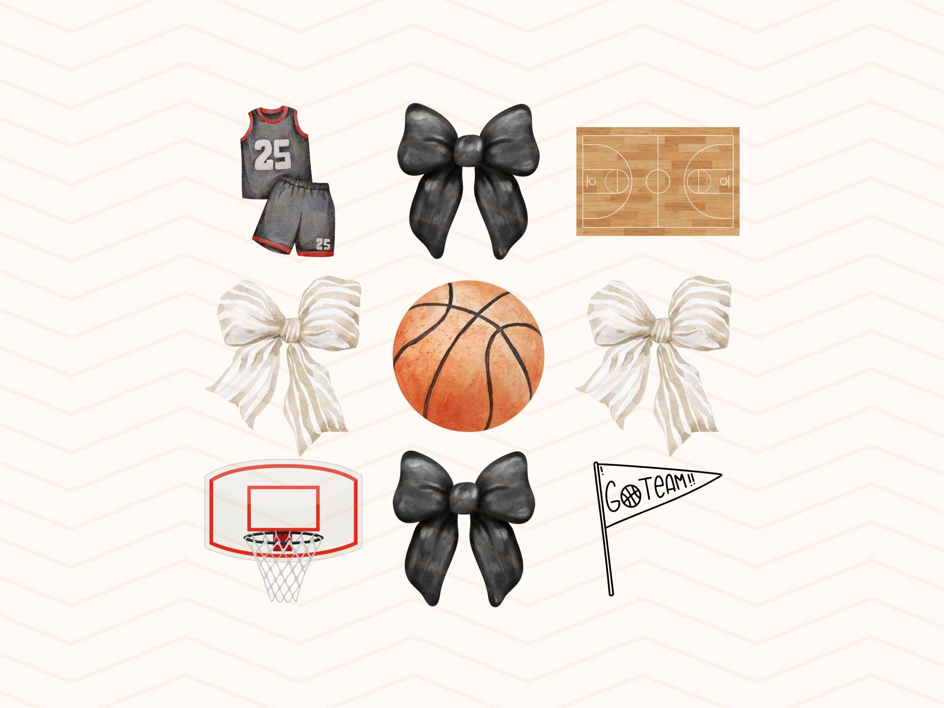 Game Day Basketball Bow PNG, Coquette Basketball, Digital Download ...